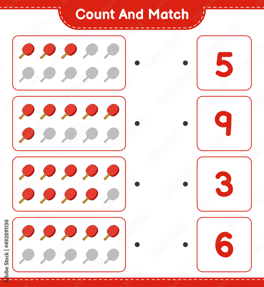 Image vectorielle Stock Count and match, count the number of Ping Pong ...