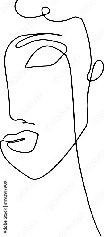 Trendy vector set of illustrations in minimal linear style. Face ...