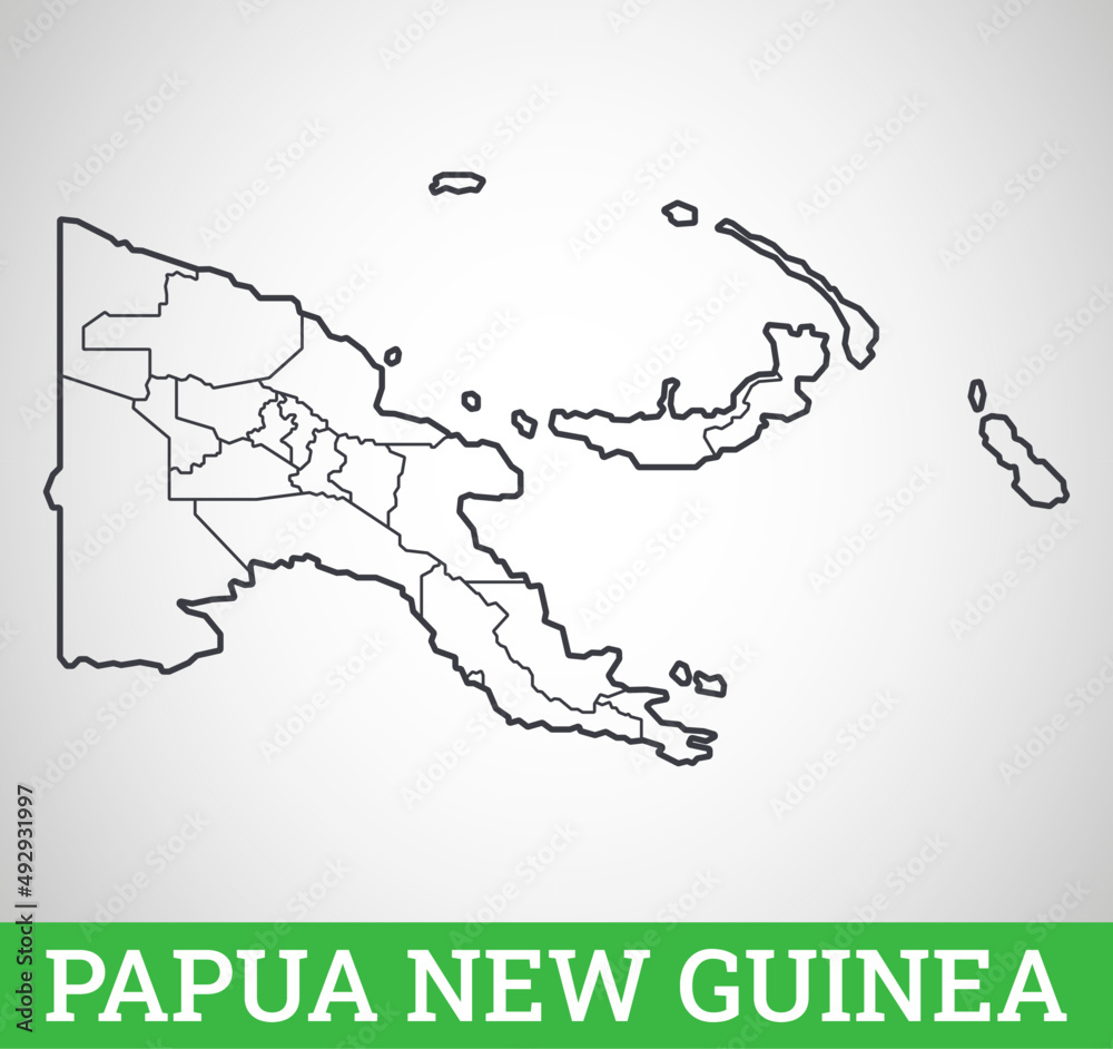 Simple outline map of Papua New Guinea. Vectaor graphic illustration ...