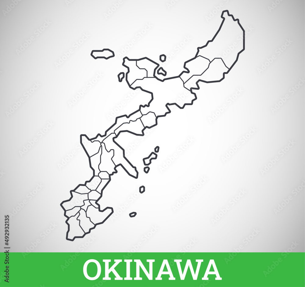Simple outline map of Okinawa. Vector graphic illustration. Stock ...