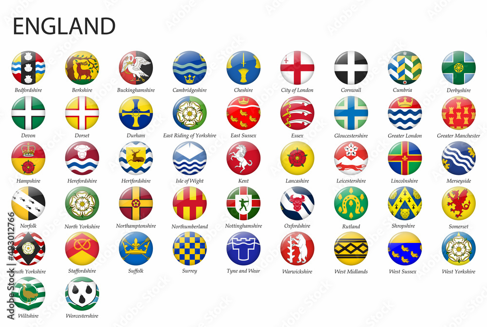 all Flags of regions of England Stock Vector | Adobe Stock