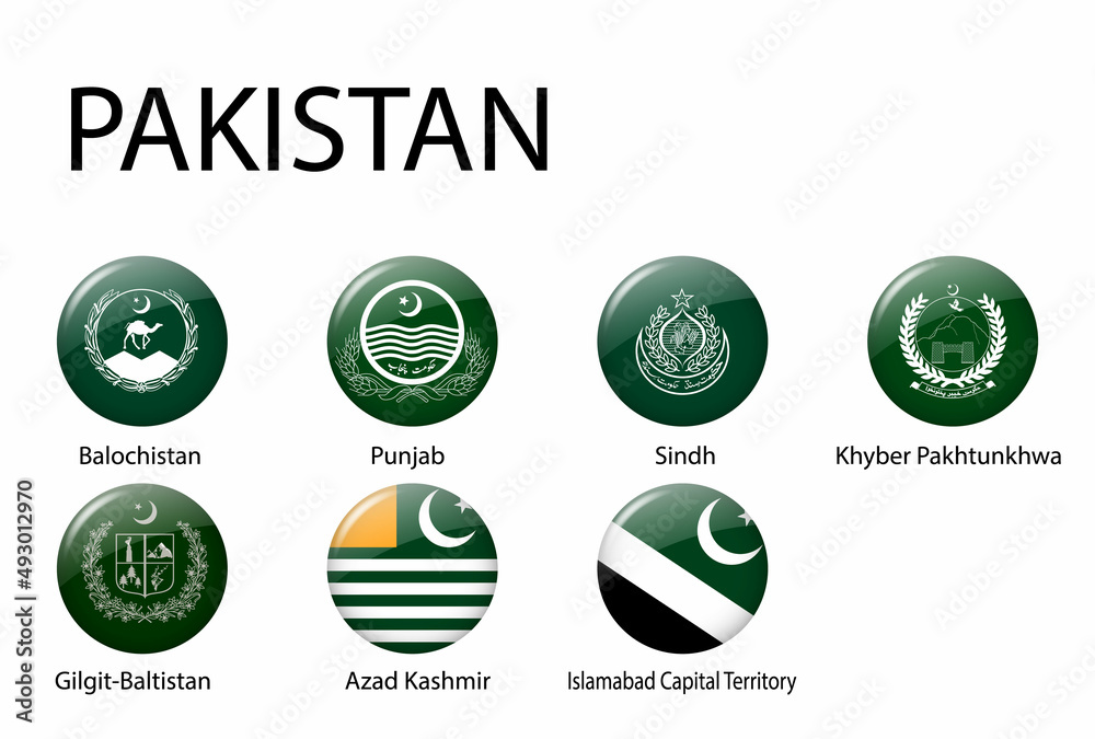 all Flags of regions of Pakistan Stock Vector | Adobe Stock