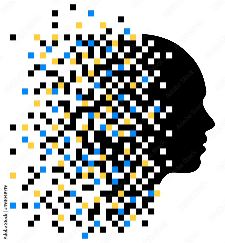 Silhouette of human head, pixel art Stock Vector | Adobe Stock