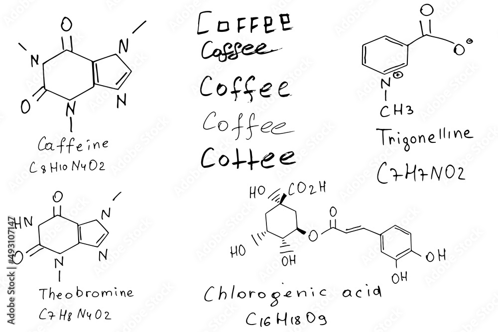 chemical structure of coffee. caffeine formula. Stock Vector | Adobe Stock