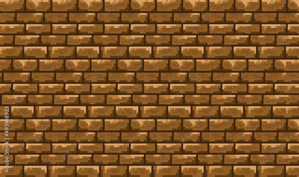 Pixel art 2D brick wall, orange brick texture with shadowing - Assets ...