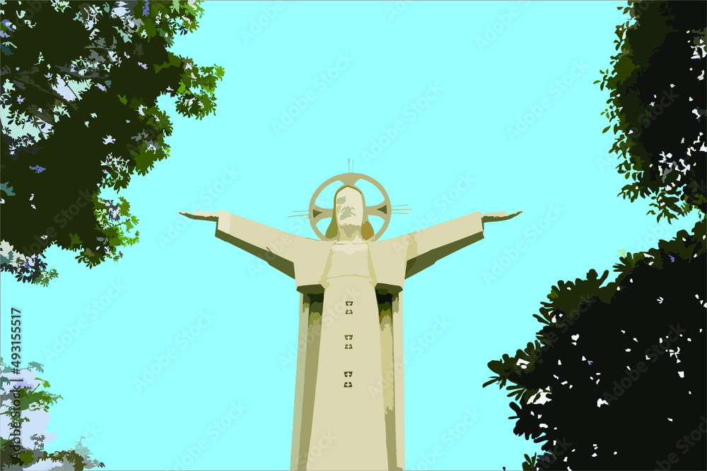 Illustration of realistic Jesus Christ, welcome you with open arms with ...