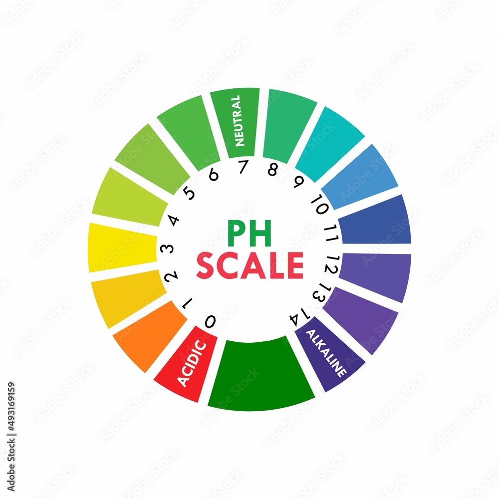 pH scale indicator chart diagram acidic alkaline measure. pH analysis ...