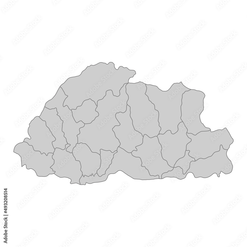 Outline political map of the Bhutan. High detailed vector illustration ...