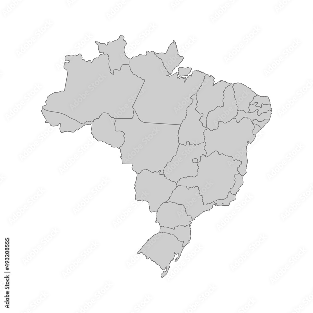 Outline political map of the Brazil. High detailed vector illustration ...