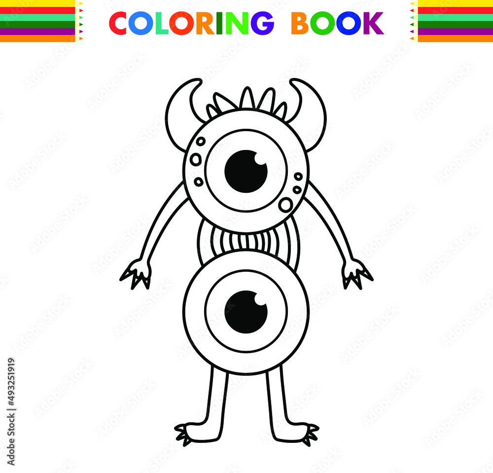 Monster Coloring book. Educational game for children. Cartoon vector ...