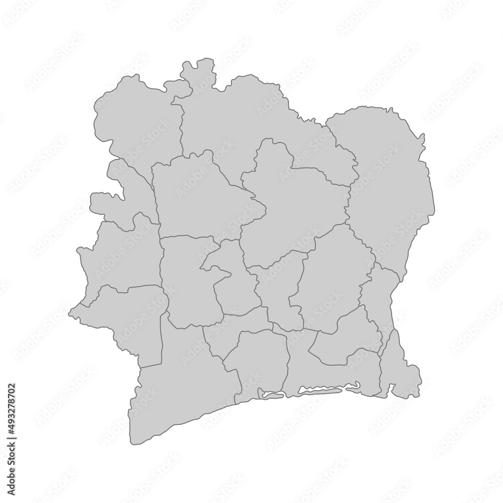 Outline political map of the Ivory Coast. High detailed vector ...