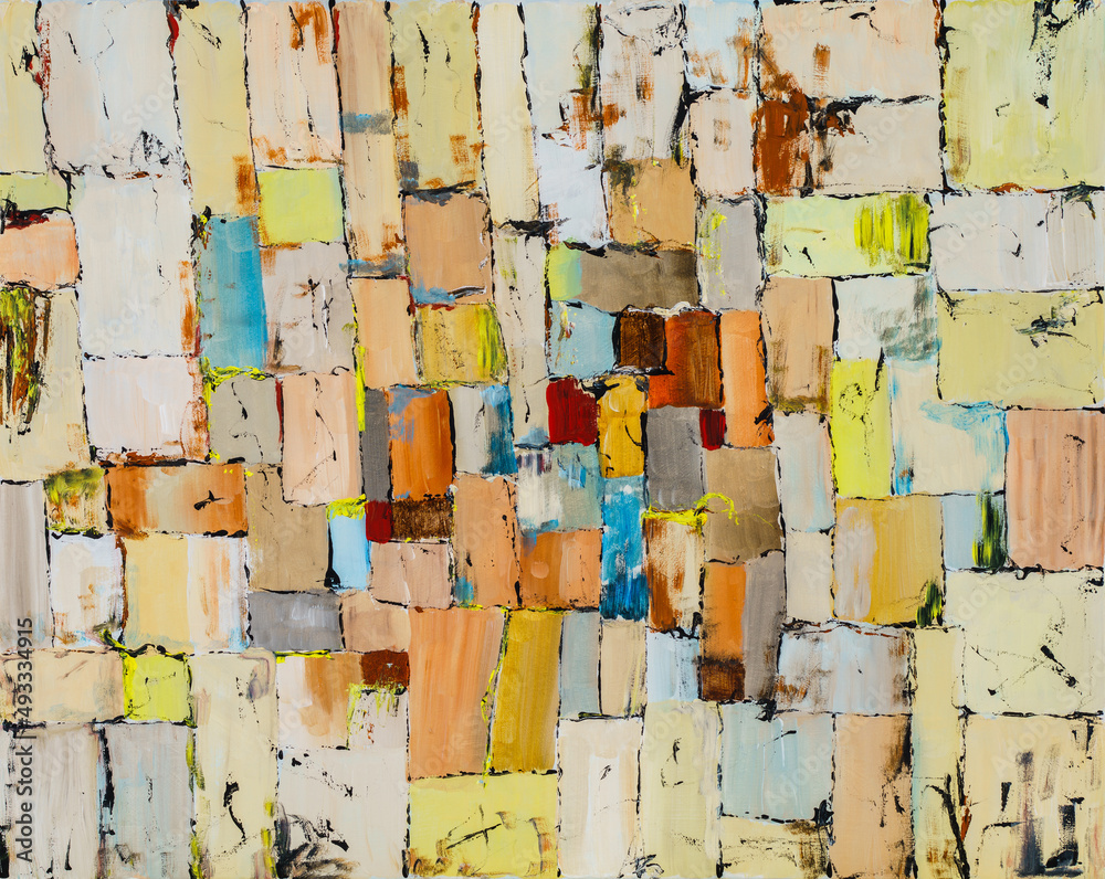 An irregular grid painting with rough brushwork. Stock Photo | Adobe Stock