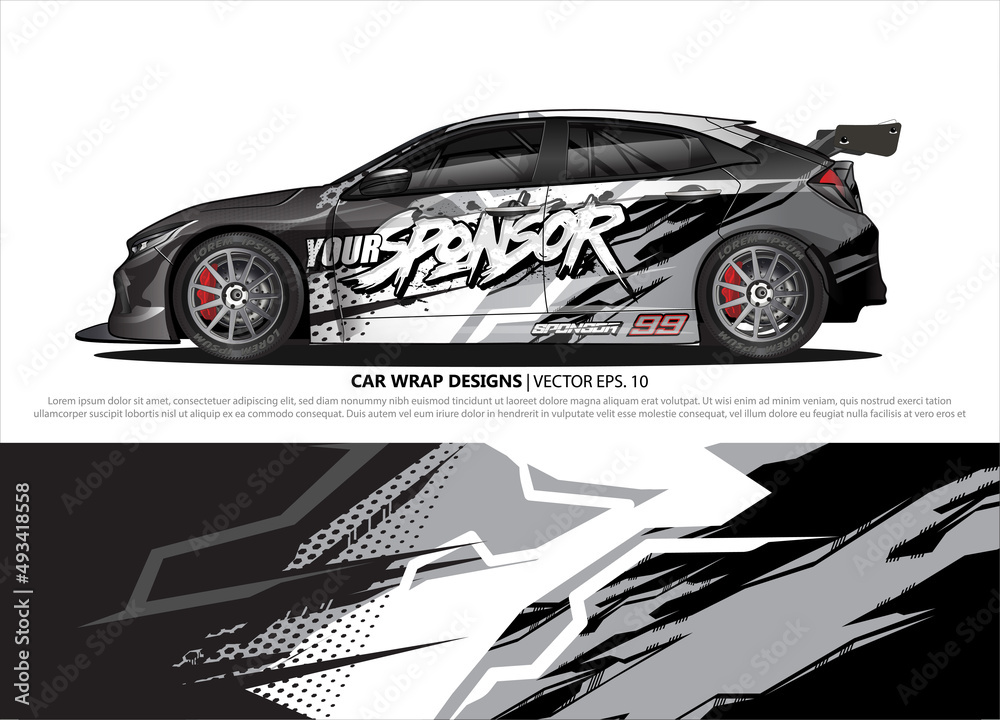 car wrap design. simple lines with abstract background vector concept ...