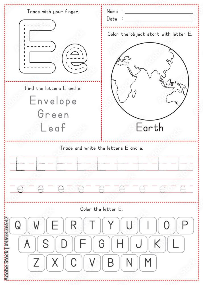 Children Learning Printable - Tracing, Coloring, and Writing Alphabet E ...