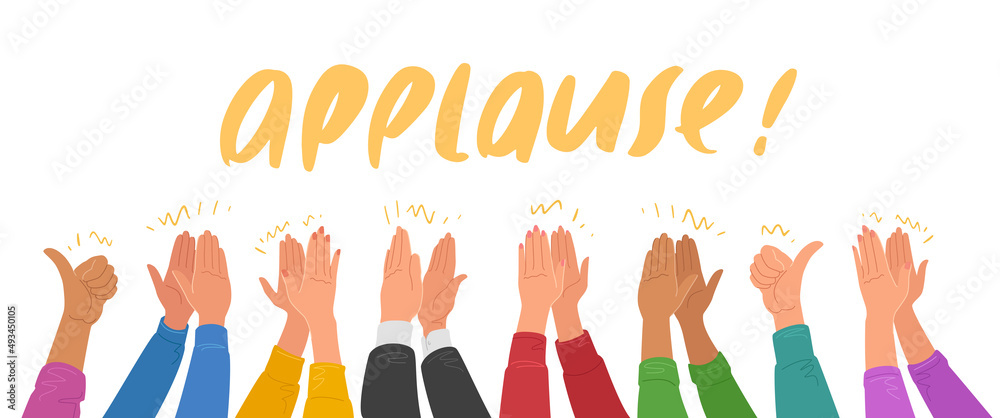 Stock-Vektorgrafik „People crowd applause. Hands clapping. Business ...