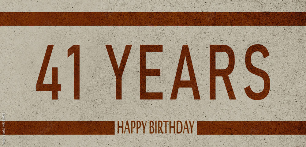 41 Years Anniversary Celebration,Happy Birthday Card design,birthday ...