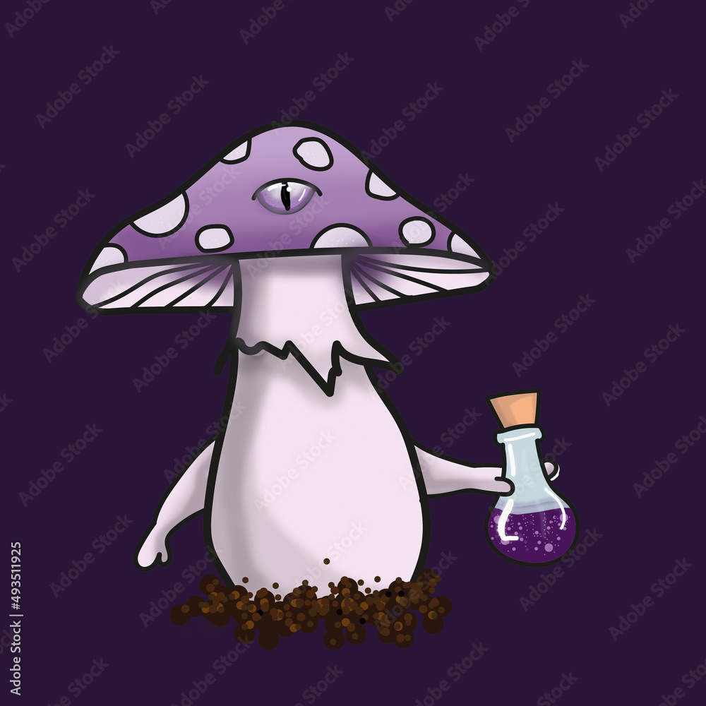 Purple toadstool - illustration clip art. violet Amanita is painted ...