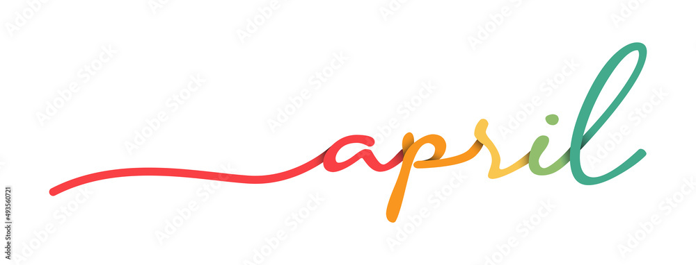 April Handwriting Colorful Lettering Calligraphy Isolated on White ...