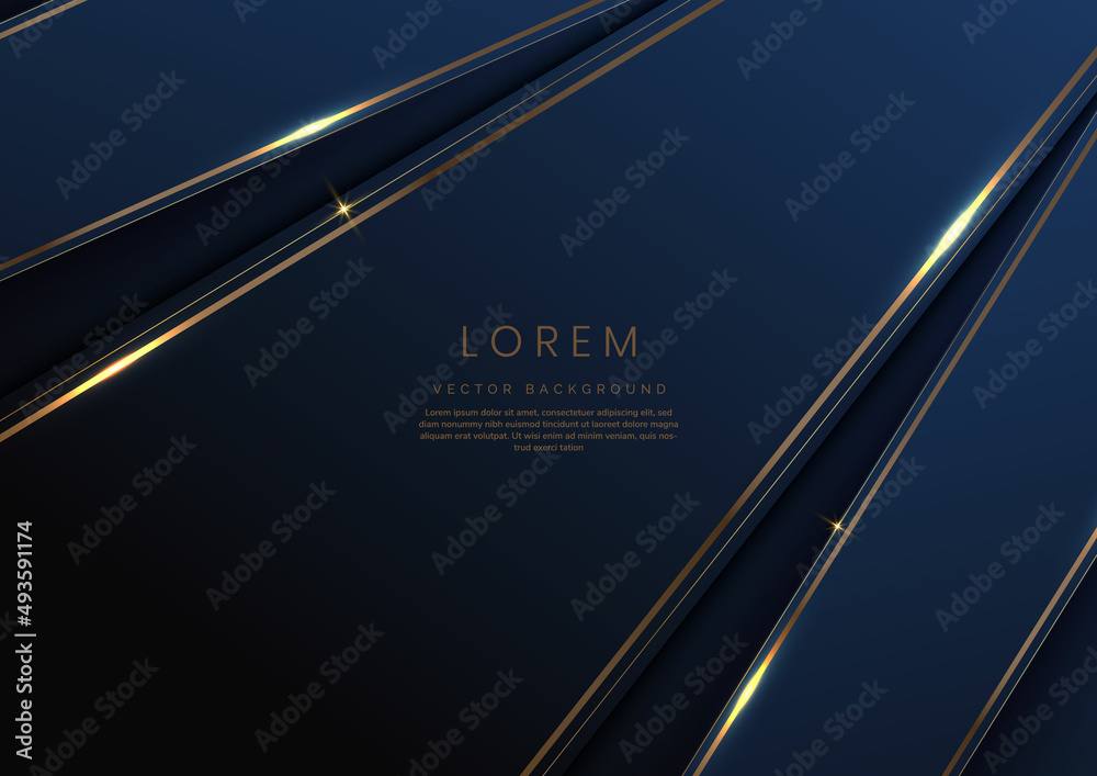 Elegant diagonal blue luxury background with golden border. Template ...