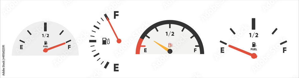 Set of Fuel gauge scales. Fuel meter. Fuel indicator. Gas tank gauge ...