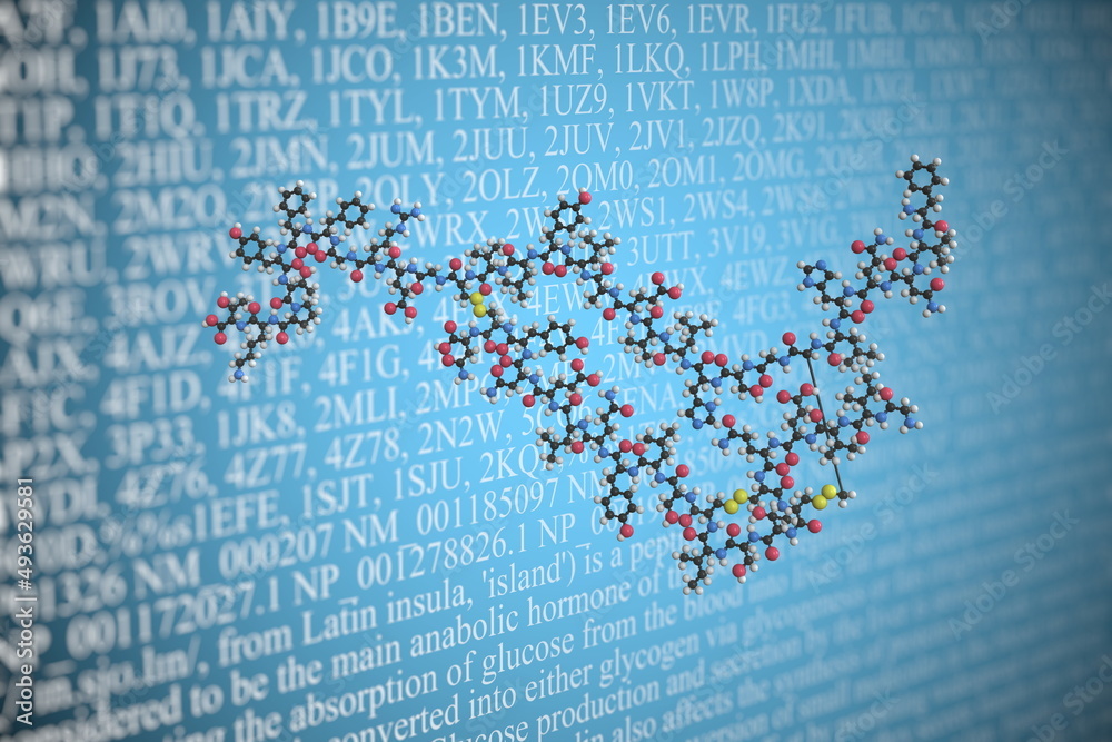 Molecular model of insulin, 3D rendering Stock Illustration | Adobe Stock