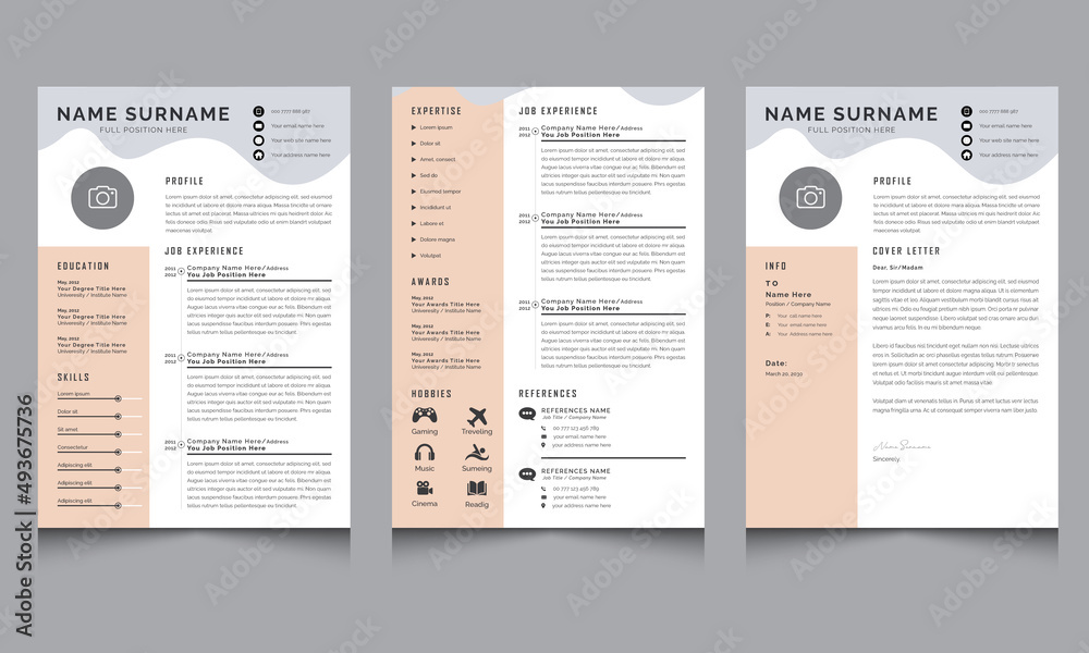 Creative resume / Modern Resume Template, Gray Header Resume and Cover ...