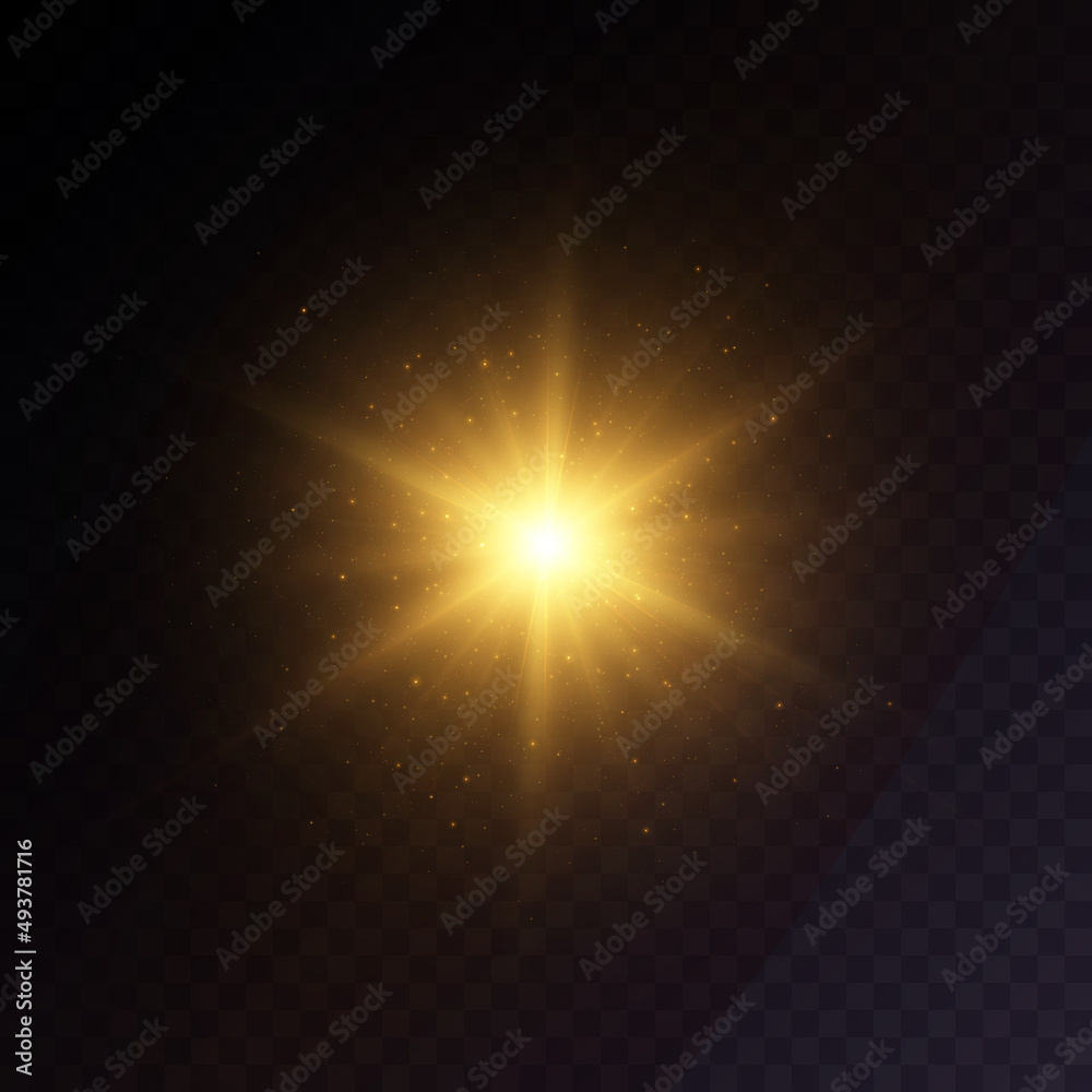 Glowing flash. Sparkling light effects of lens flare with colorful twinkle. Beautiful glare ...