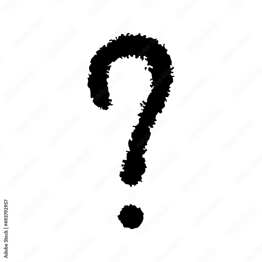 Question mark icon. Black ink sketch drawing. Side view. Vector simple ...