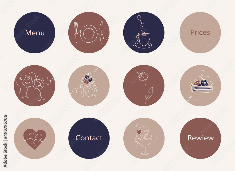 Vector pictograms. Social media Instagram Highlights cover. Cute icons ...