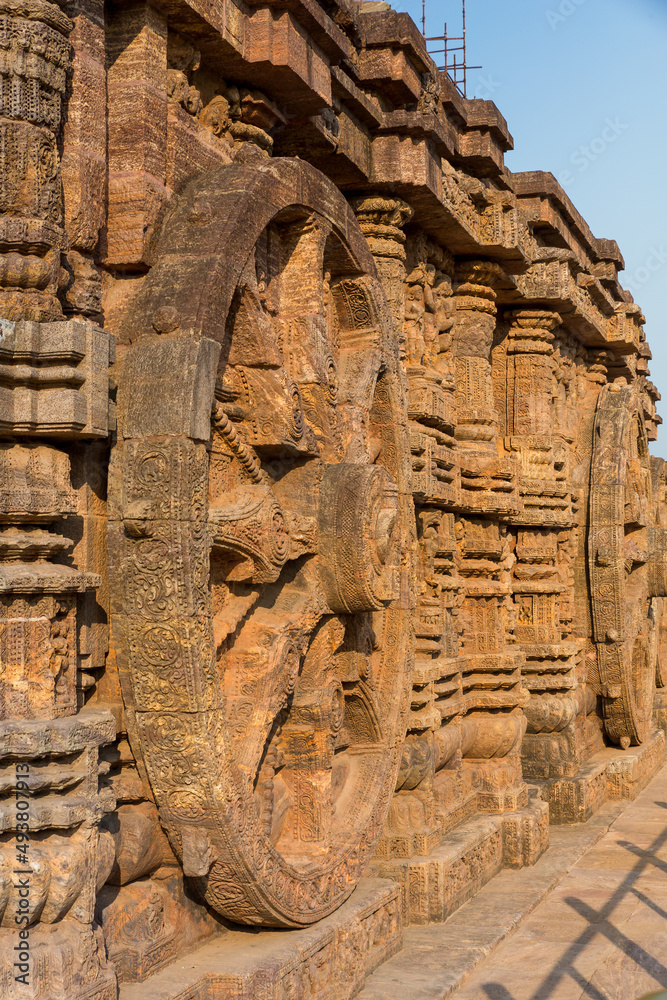 800 year old Sun Temple, designed as a chariot consisting of 24 wheels ...
