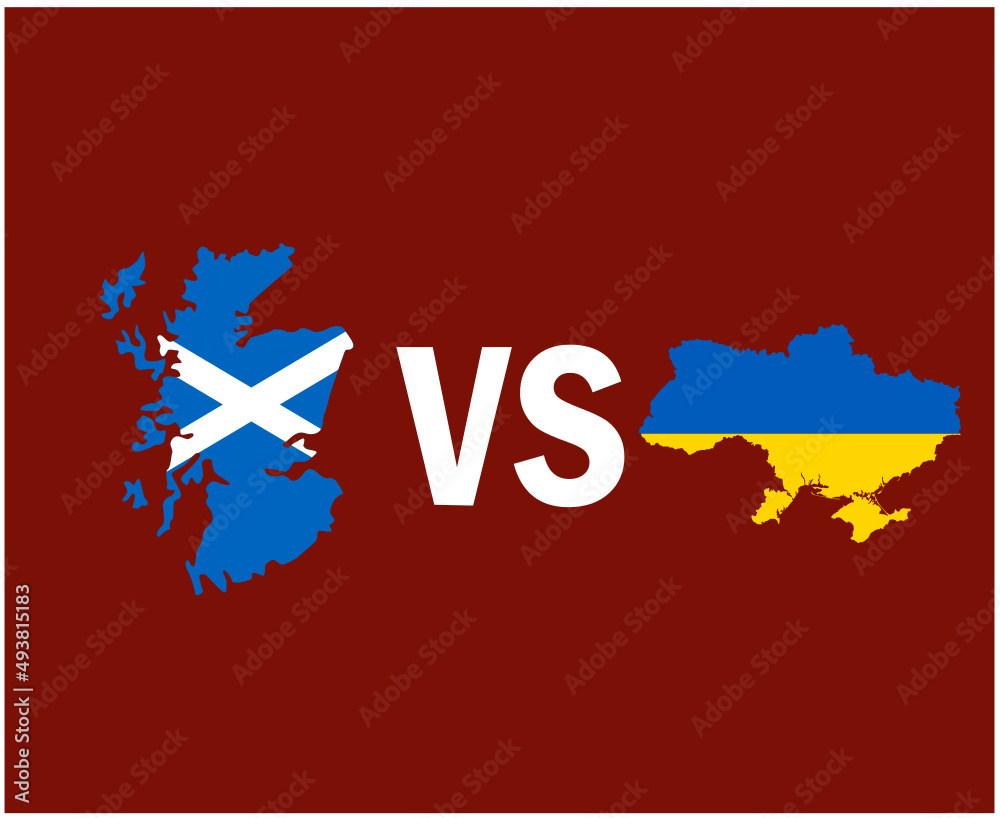 Scotland And Ukraine Flags Map European football Vector Design European ...