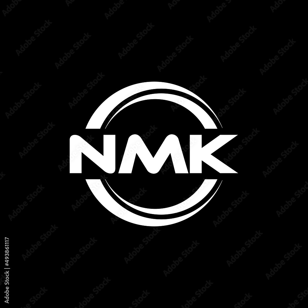 NMK letter logo design with black background in illustrator, vector logo modern alphabet font ...