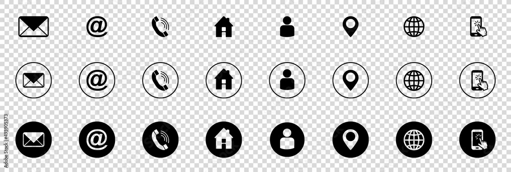 Different Flat Contact Buttons - Vector Illustrations Set Isolated On ...