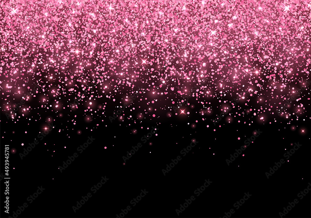 Image vectorielle Stock Hot pink sparkling glitter scattered on black background. Vector | Adobe ...