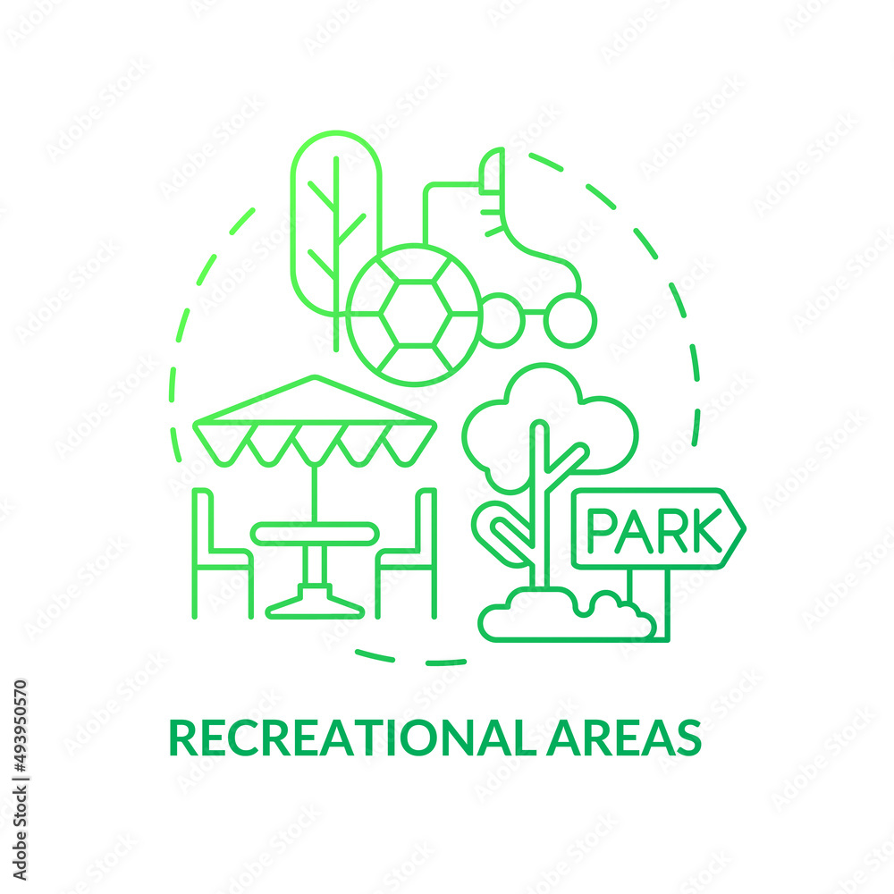 Recreational areas green gradient concept icon. Type of land-use ...