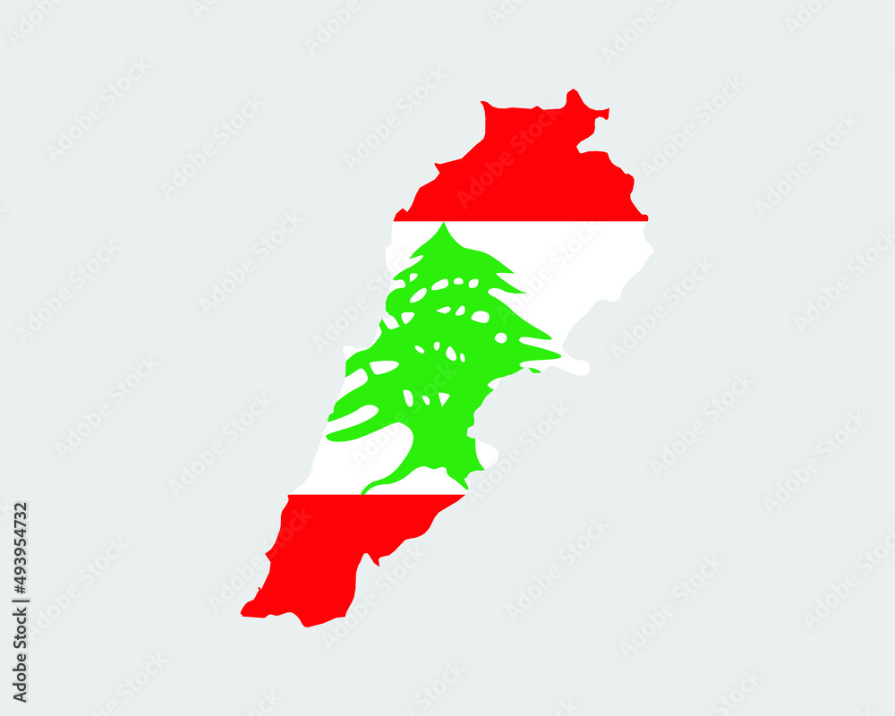 Lebanon Map Flag. Map of the Lebanese Republic with the Lebanese country banner. Vector ...