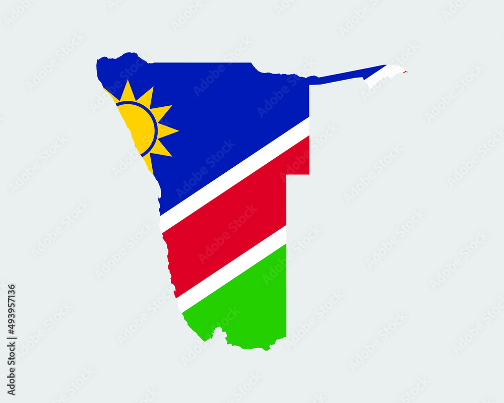 Namibia Flag Map. Map of the Republic of Namibia with the Namibian ...