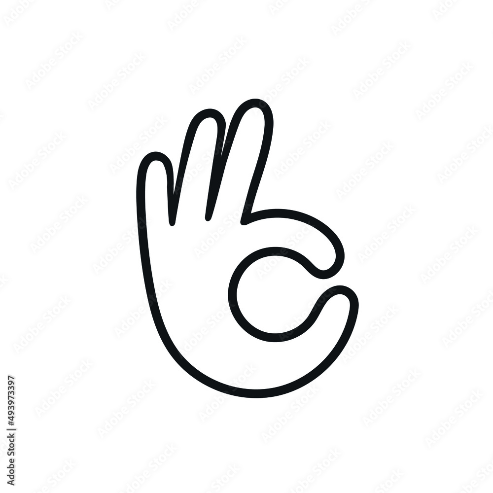 ok hand gesture icon logo vector line Stock Vector | Adobe Stock