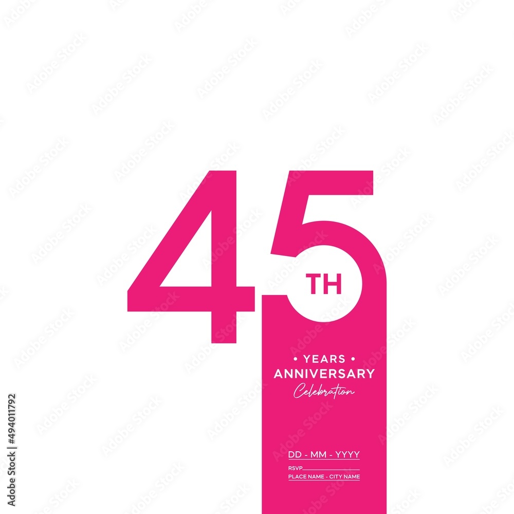 45th anniversary logo. Anniversary celebration logo design with pink ...