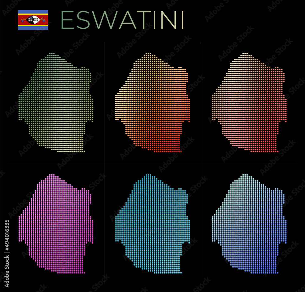 Swaziland dotted map set. Map of Eswatini in dotted style. Borders of ...