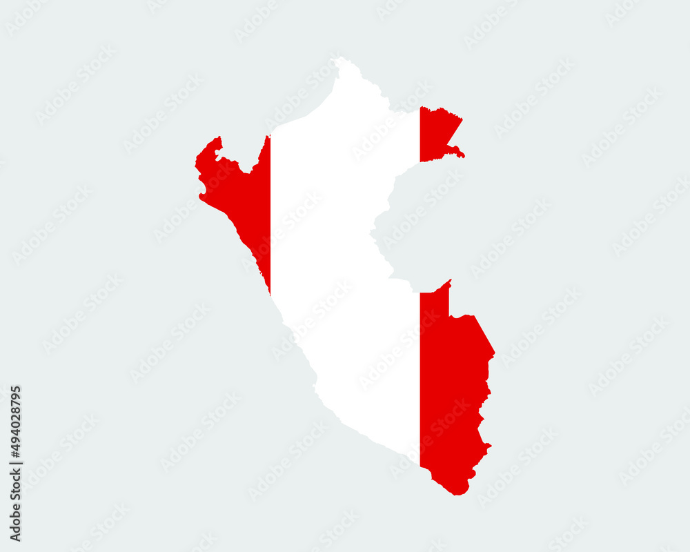 Peru Flag Map. Map of the Republic of Peru with the Peruvian country ...