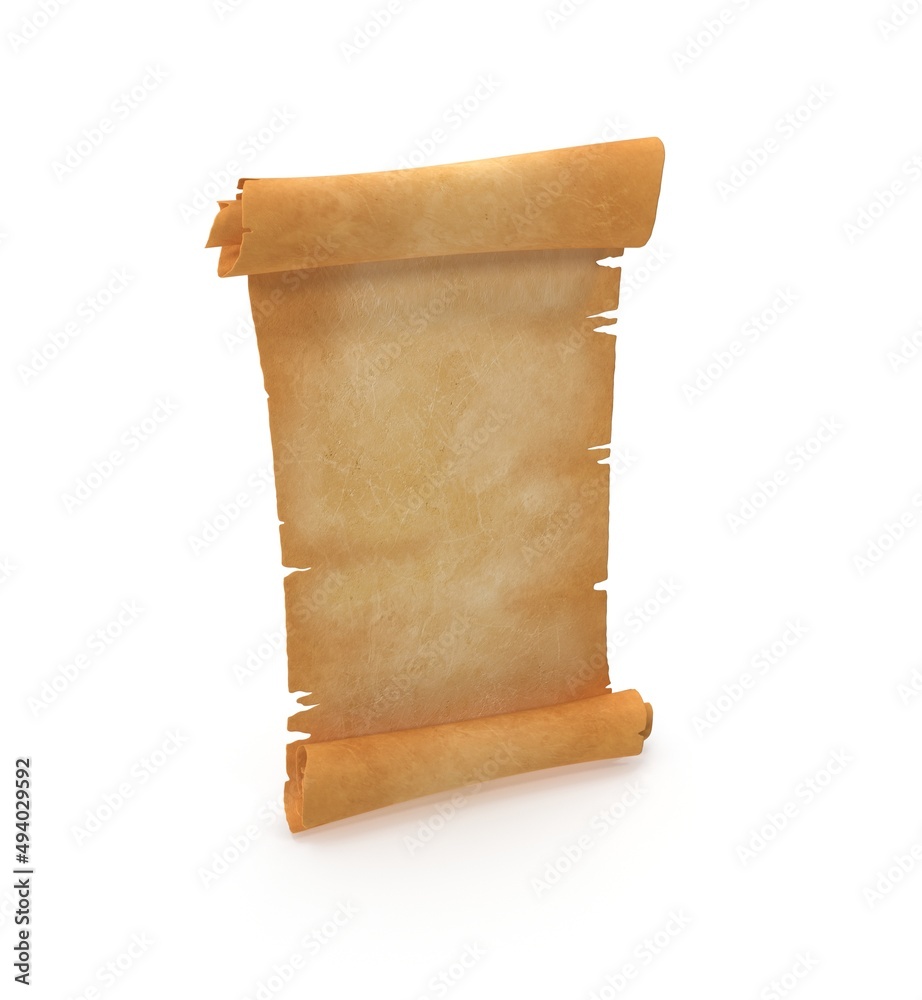 Old banner scroll isolated on white background. (3d illustration) Stock ...