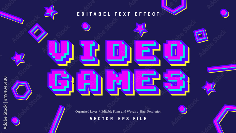 Vetor Editable Video Games Font Design. Alphabet Typography Template ...