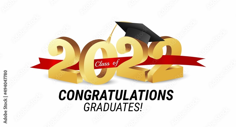 Class of 2022. Congratulations graduates gold graduation concept with ...