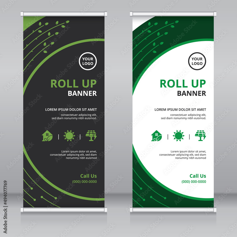 Eco friendly themed modern roll up banner template, Standee template, X ...
