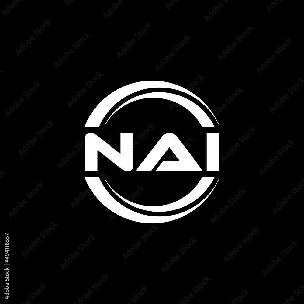 Image vectorielle Stock NAI letter logo design with black background in ...