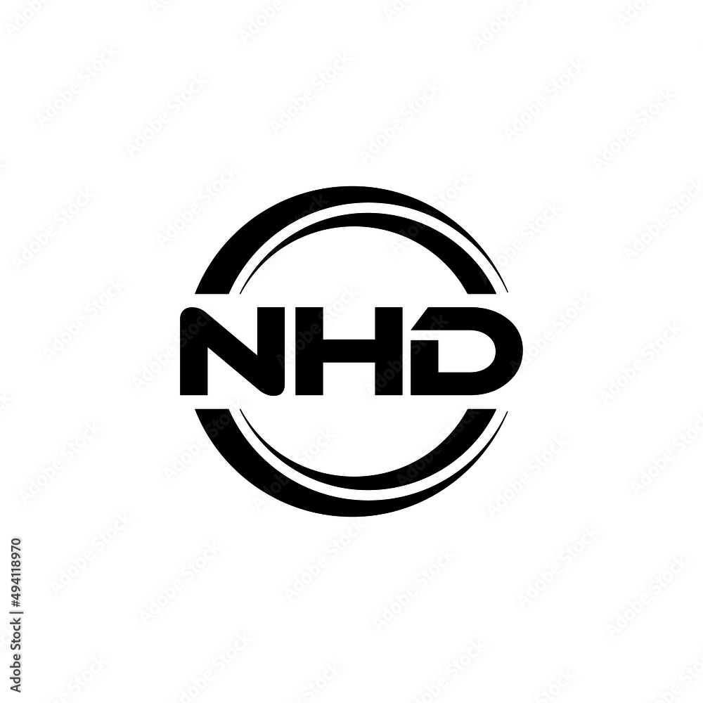 NHD letter logo design with white background in illustrator, vector ...