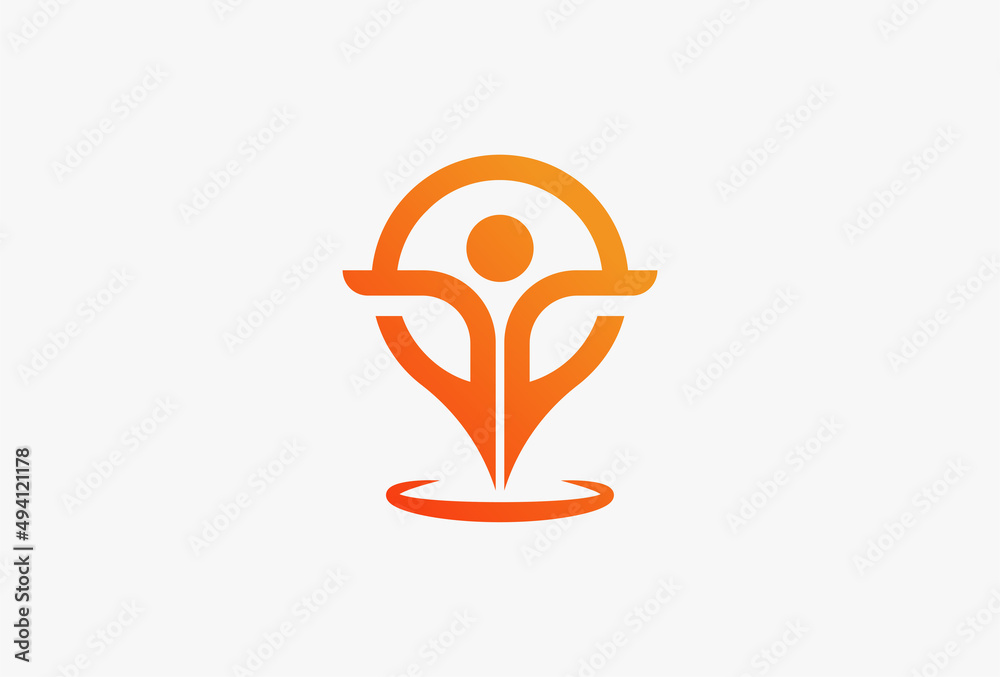 Pin people map location logo, people and pin location icon combination ...