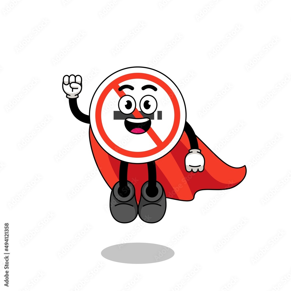 no smoking sign cartoon with flying superhero Stock Vector | Adobe Stock
