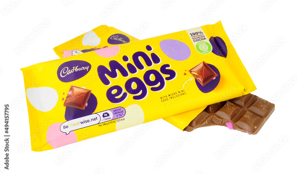 Cadbury mini eggs chocolate bar, milk chocolate with micro mini eggs ...
